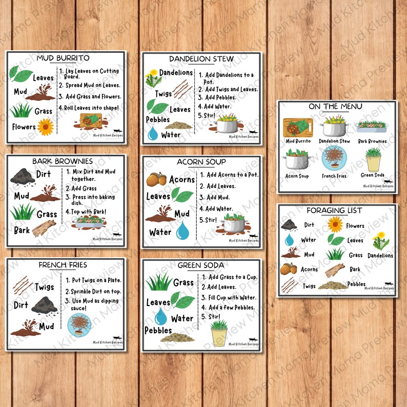 Complete Intermediate Mud Kitchen Recipe Collection, Kids Outdoor ...