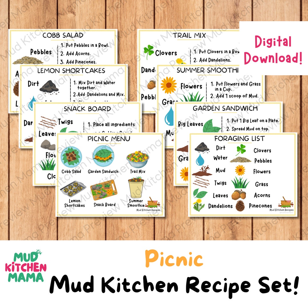 Picnic Mud Kitchen Recipes, Fun Learning Resource for Outdoor Forest ...