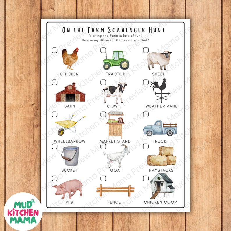 Farm Scavenger Hunt for Kids, Outdoor Activity and Nature Study for ...