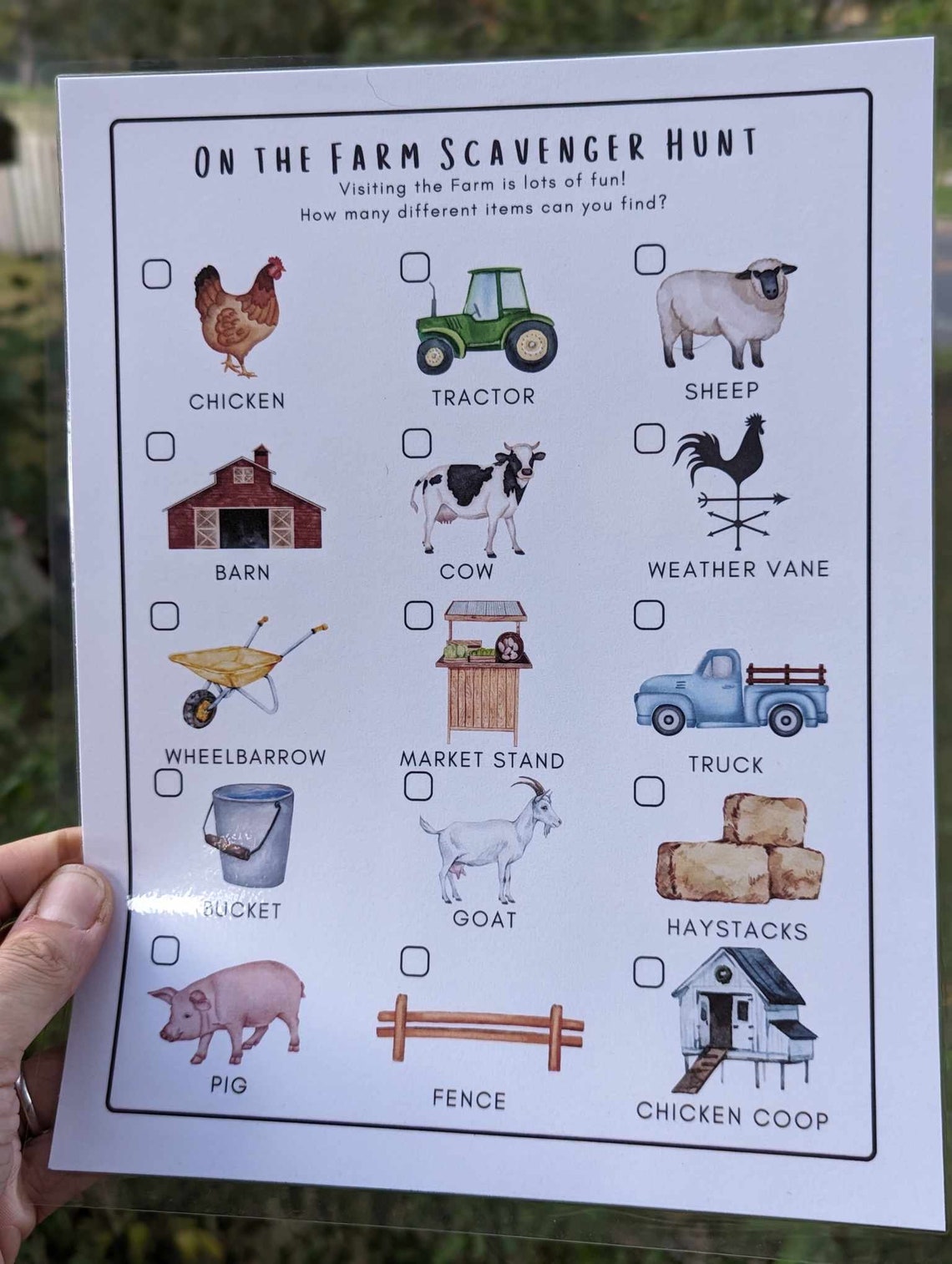 Farm Scavenger Hunt for Kids, Outdoor Activity and Nature Study for ...