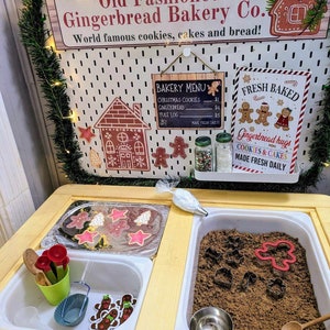 Gingerbread Bakery Sensory Bin, Christmas Theme Pretend Play Kit ...