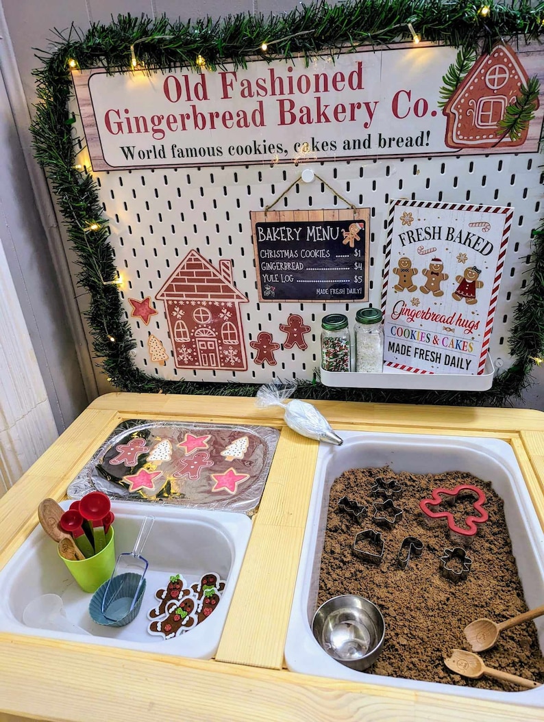 Gingerbread Bakery Sensory Bin, Christmas Theme Pretend Play Kit ...