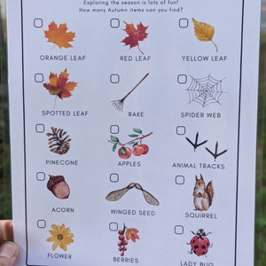 Autumn Scavenger Hunt for Kids, Outdoor Activity/nature Study for ...