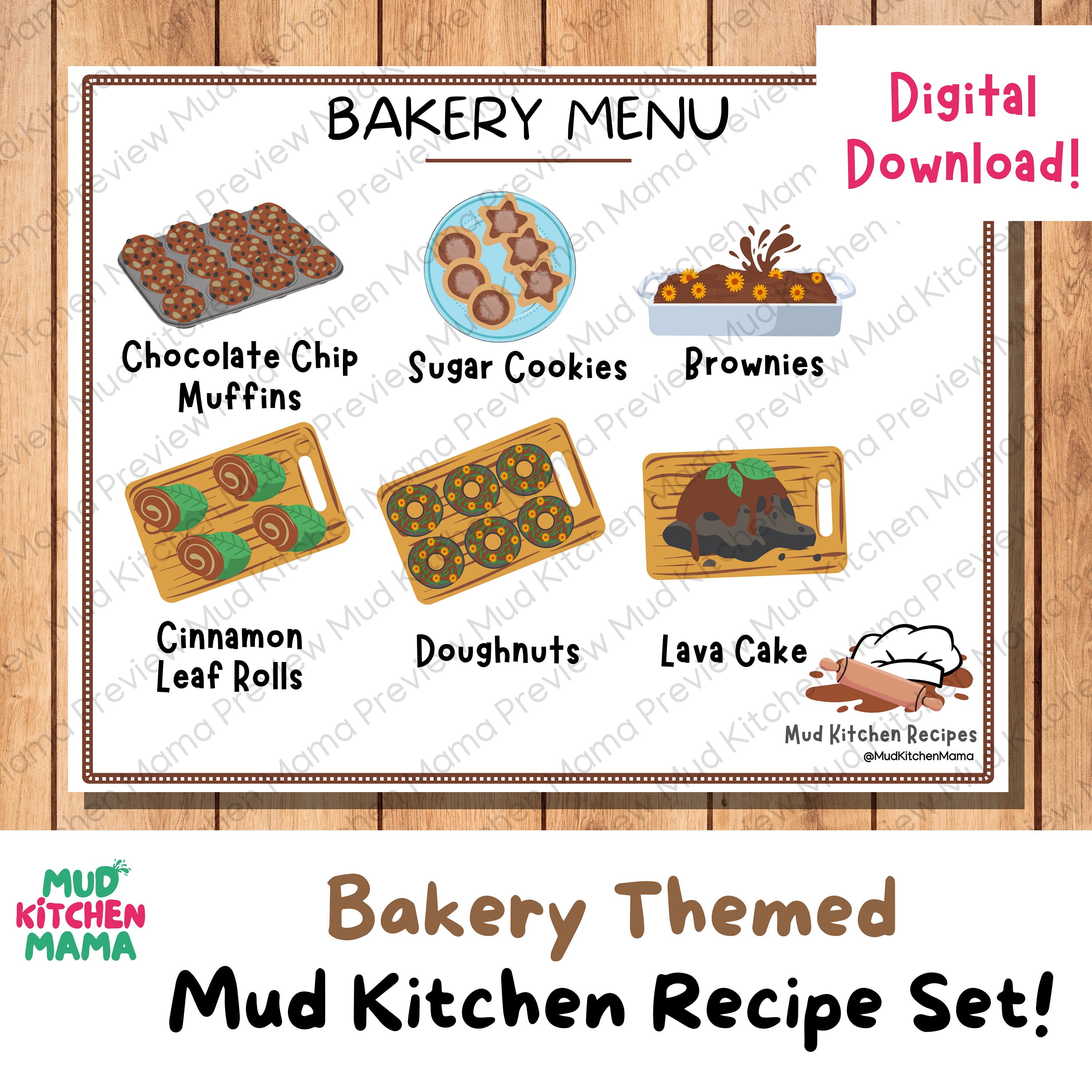 Bakery Mud Kitchen Recipes, Fun Learning Resource for Outdoor Forest ...