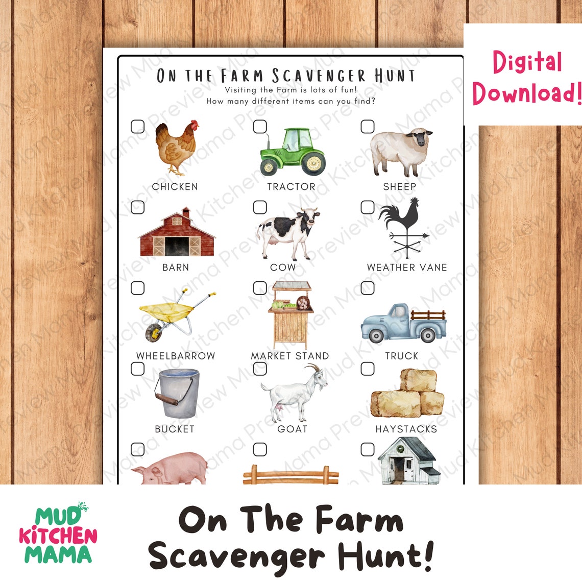 Farm Scavenger Hunt for Kids, Outdoor Activity and Nature Study for ...