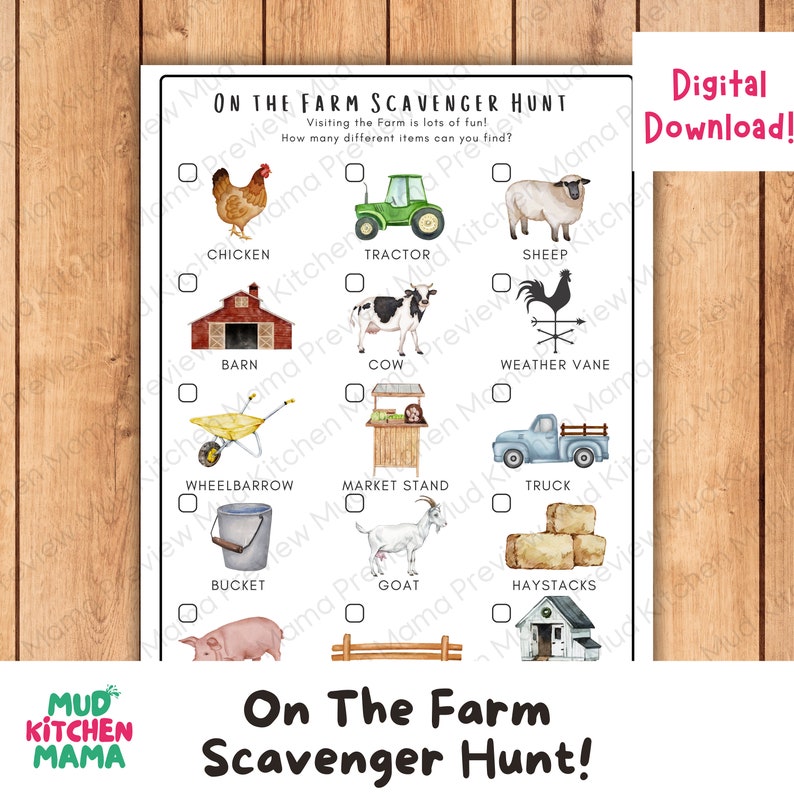 Farm Scavenger Hunt for Kids, Outdoor Activity and Nature Study for ...