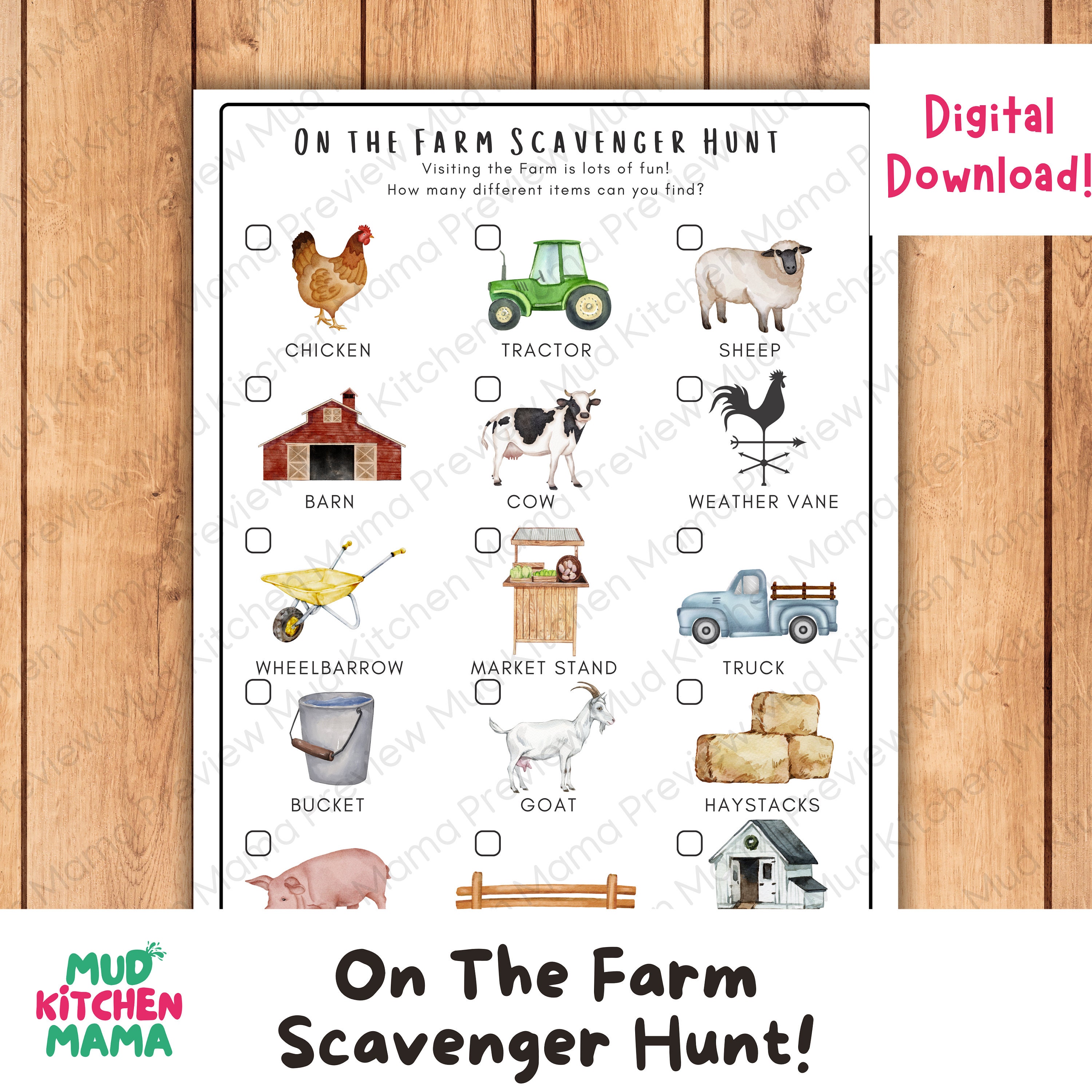 Farm Scavenger Hunt for Kids, Outdoor Activity and Nature Study for ...