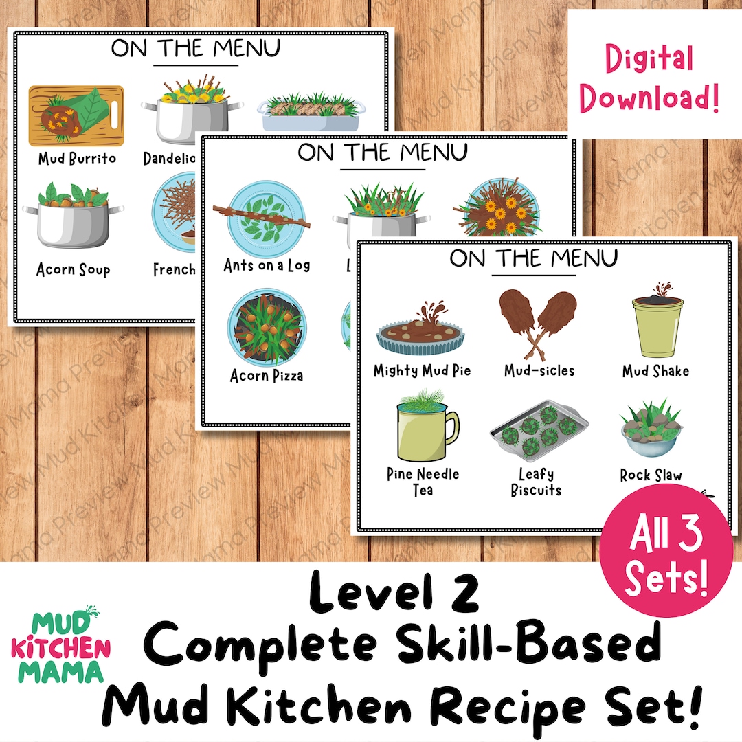 Complete Intermediate Mud Kitchen Recipe Collection, Kids Outdoor ...
