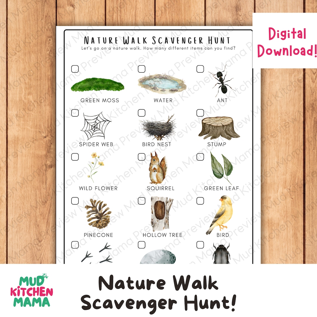 Nature Walk Scavenger Hunt for Kids, Outdoor Activity/nature Study for ...