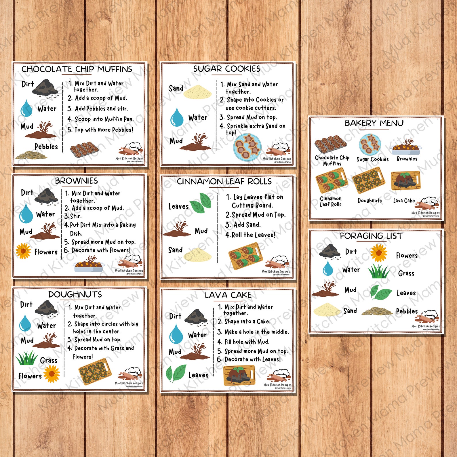 Bakery Mud Kitchen Recipes, Fun Learning Resource for Outdoor Forest ...