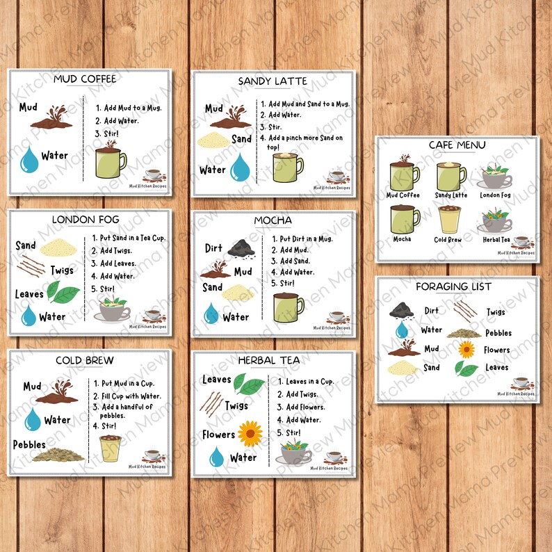 Café Mud Kitchen Recipes, Fun Learning Resource for Outdoor Forest ...