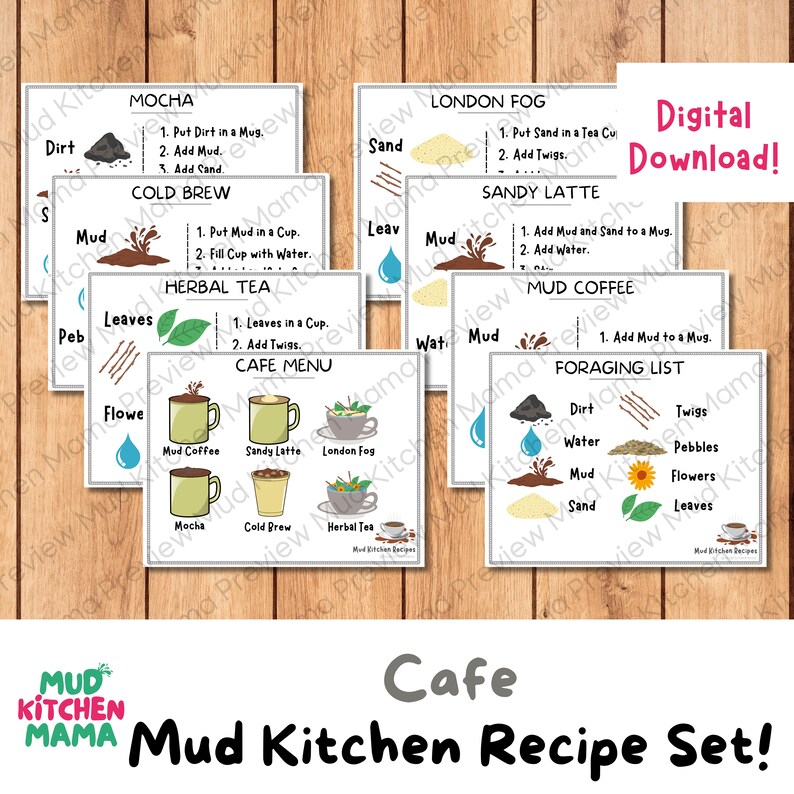 Café Mud Kitchen Recipes, Fun Learning Resource for Outdoor Forest ...