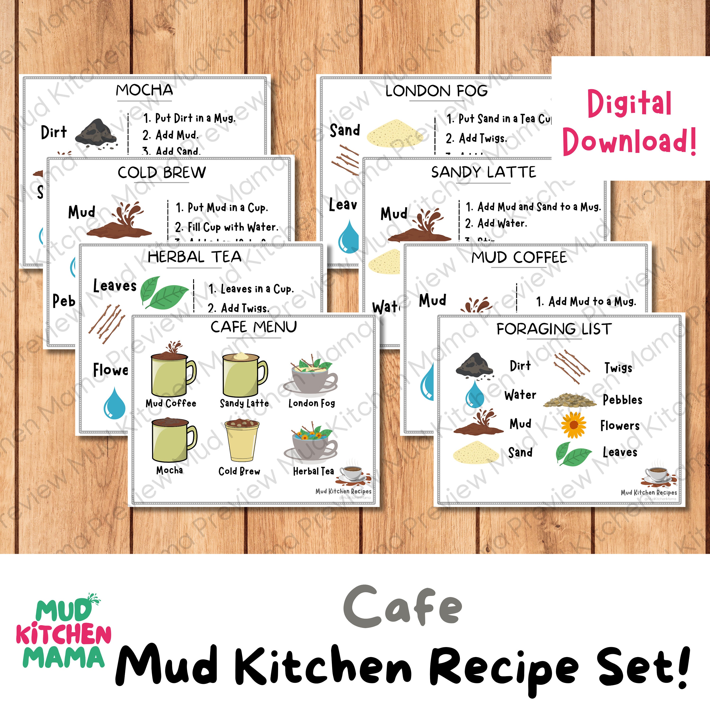 Café Mud Kitchen Recipes, Fun Learning Resource for Outdoor Forest ...