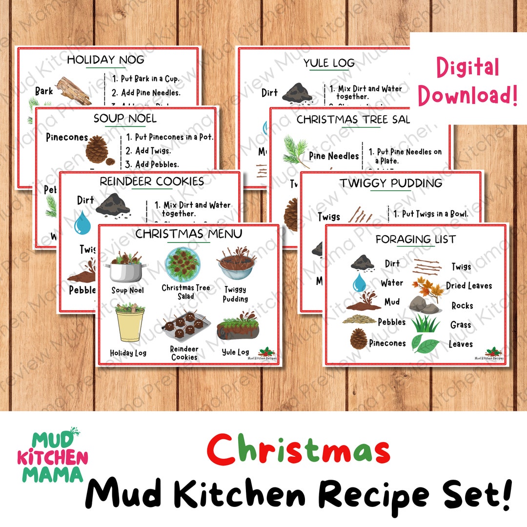 Christmas Mud Kitchen Recipes, Learning Resource for Outdoor Forest ...