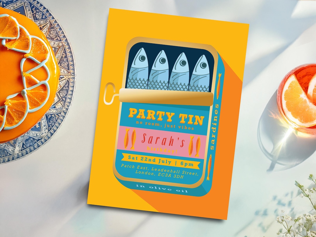 Birthday Party Invitation "maritime Sardines" | Sardine Tin Invite ...