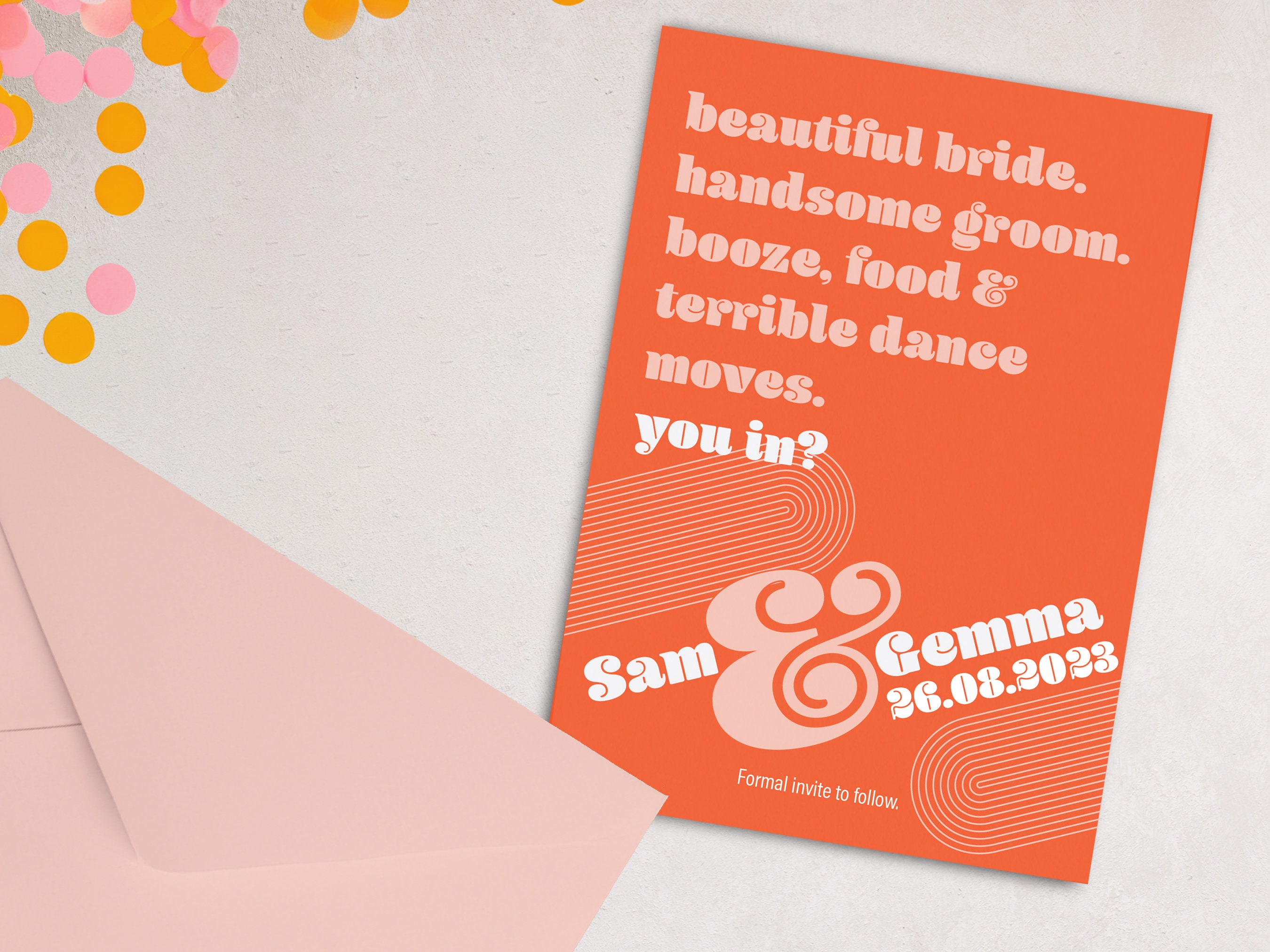 Wedding Invitation Pack "retro Tango" | Customisable | Digital Download ...