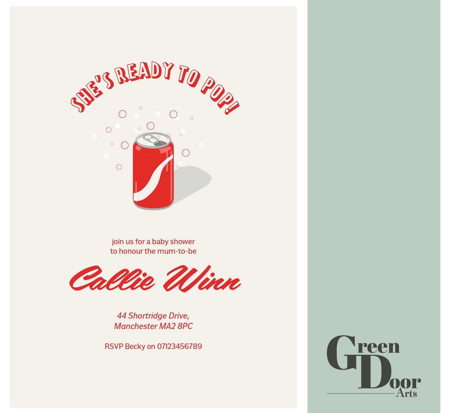 Baby Shower Invitation "ready to Pop" | Red & Cream Soda Can Theme ...