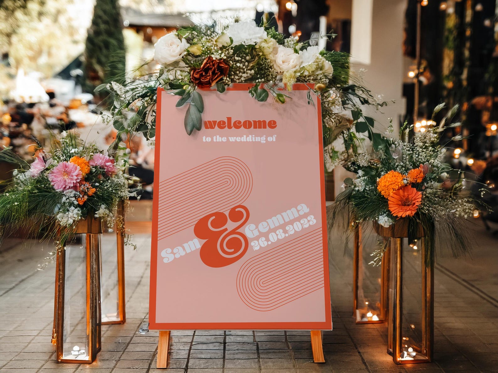 Wedding Welcome Sign "retro Tango" | Bold Retro Wedding Decor | Welcome ...