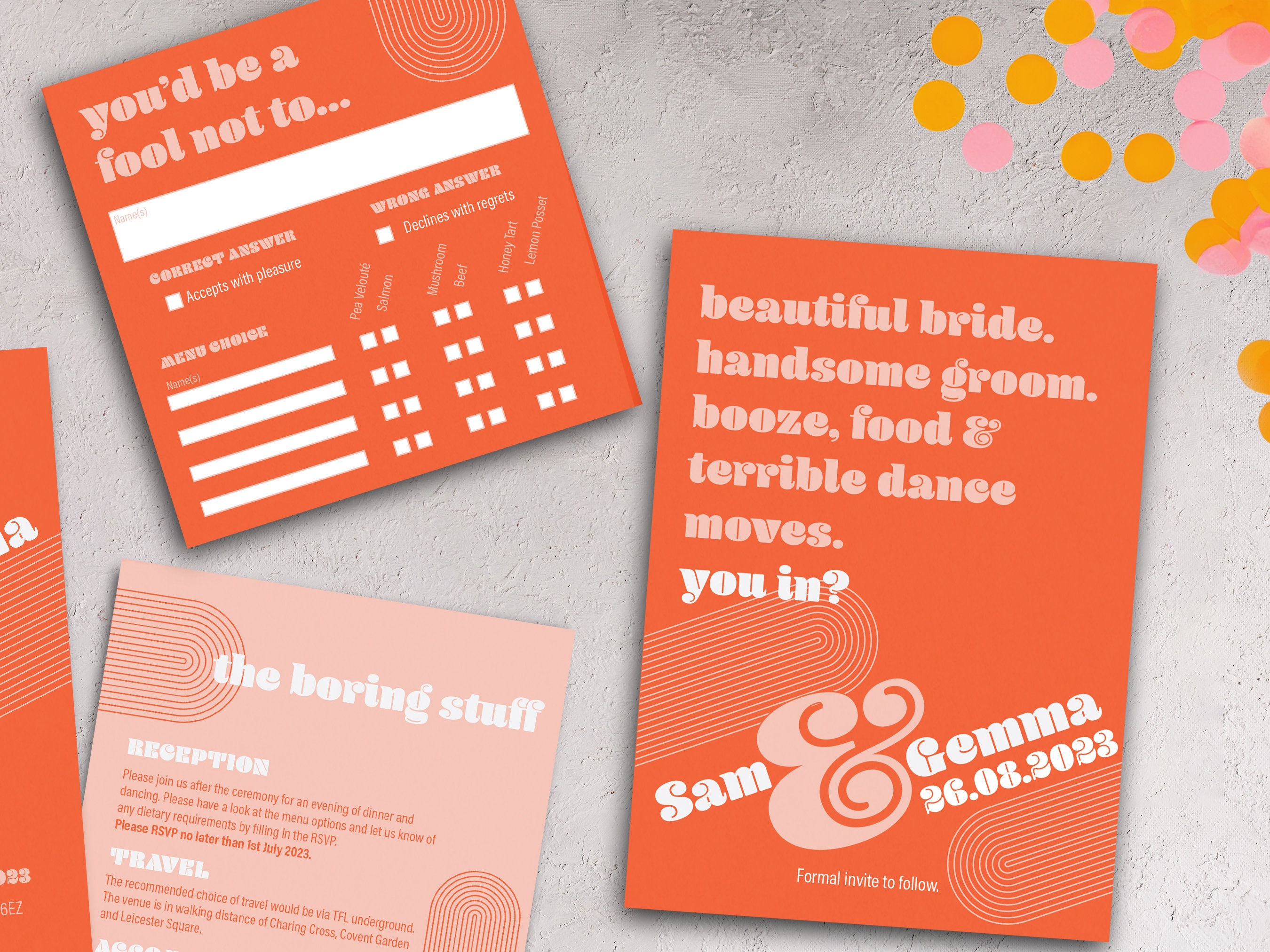 Wedding Invitation Pack "retro Tango" | Customisable | Digital Download ...