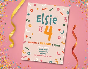 Kids Birthday Invitation "bold & Bright" | Colourful Birthday ...