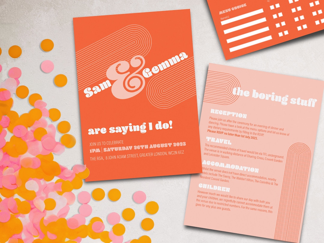 Wedding Invitation Pack "retro Tango" | Customisable | Digital Download ...