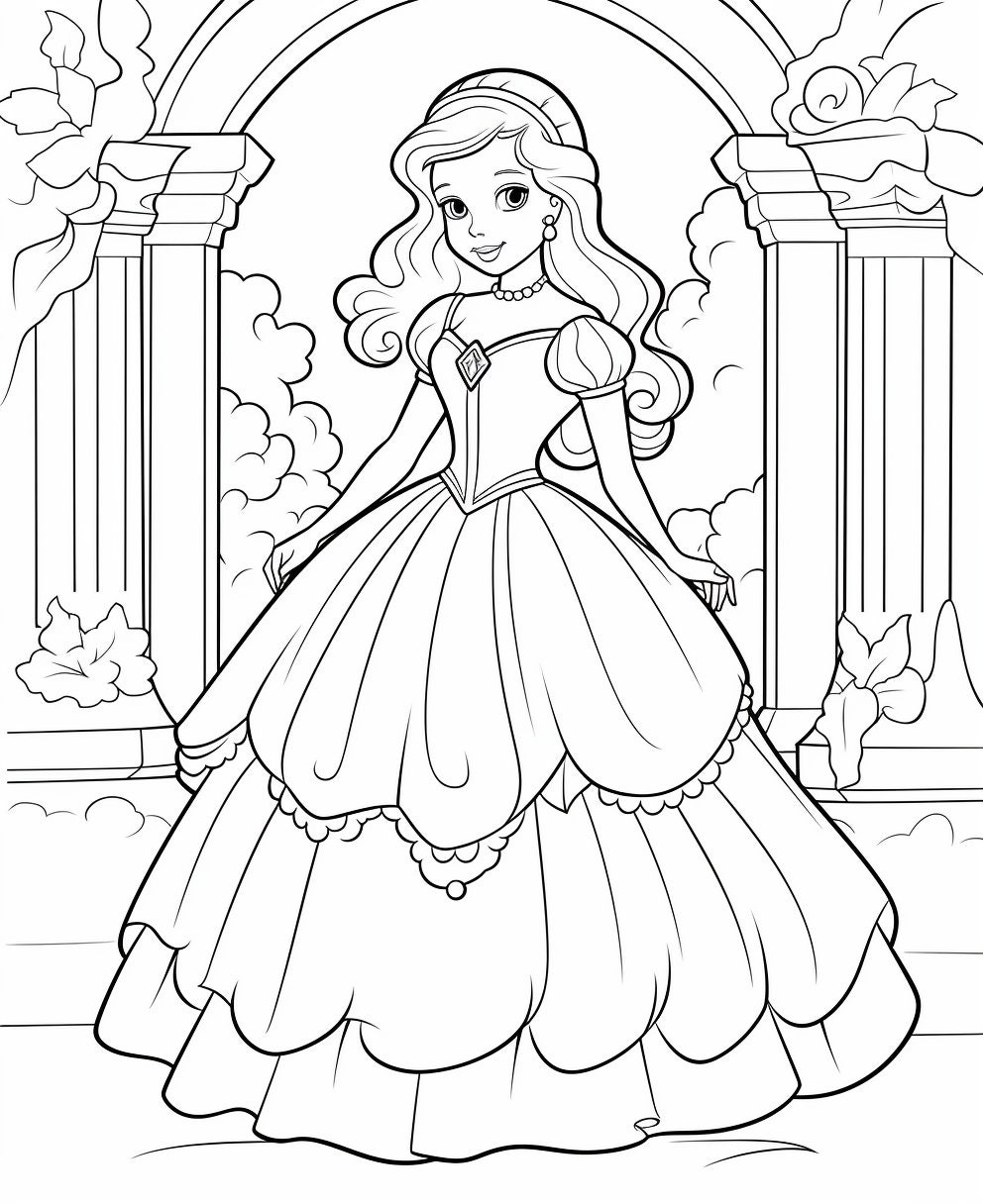 5 Princess Coloring Pages for Children - Etsy