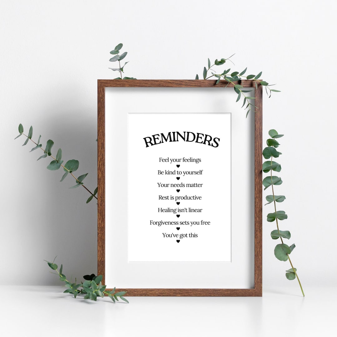 Healing Self Care Reminders Printable Wall Art | Self Love Print | Self ...