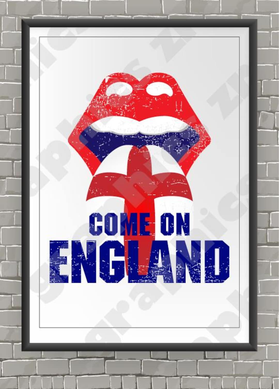02. Come on England. Distressed Poster. English Flag. St George's Flag ...