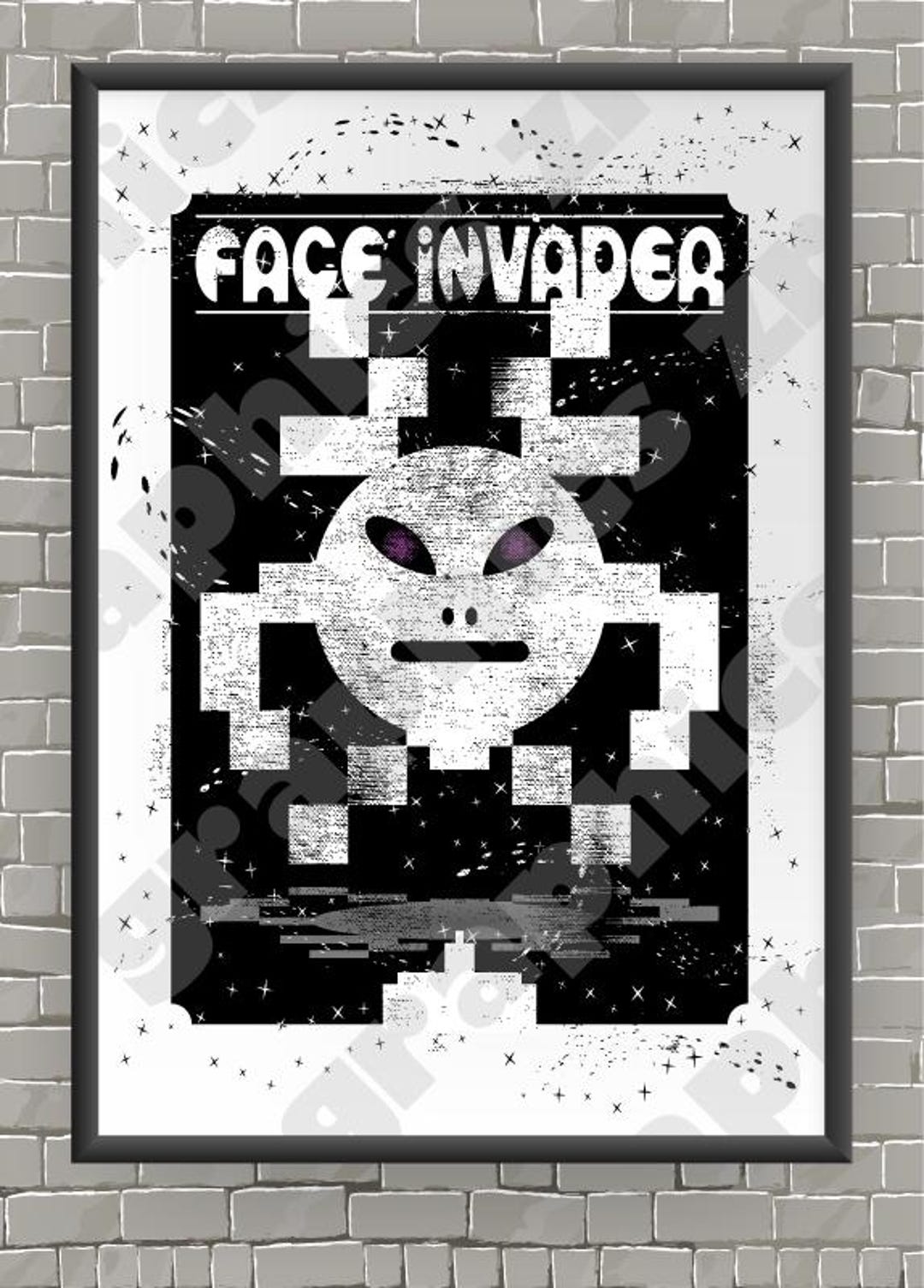 01 Silhouette Face Invader. Series of 5 Futuristic Posters. Ideal Gift ...