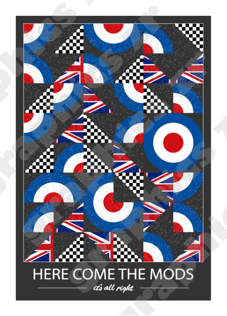 Here Come the Mods. It's All Right. Modern Abstract Geometric Retro ...