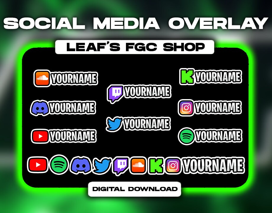 Custom Social Media Overlay For Twitter Twitch Tiktok Discord Instagram Custom Social Media Overlay For Twitter Twitch Tiktok Discord Instagram