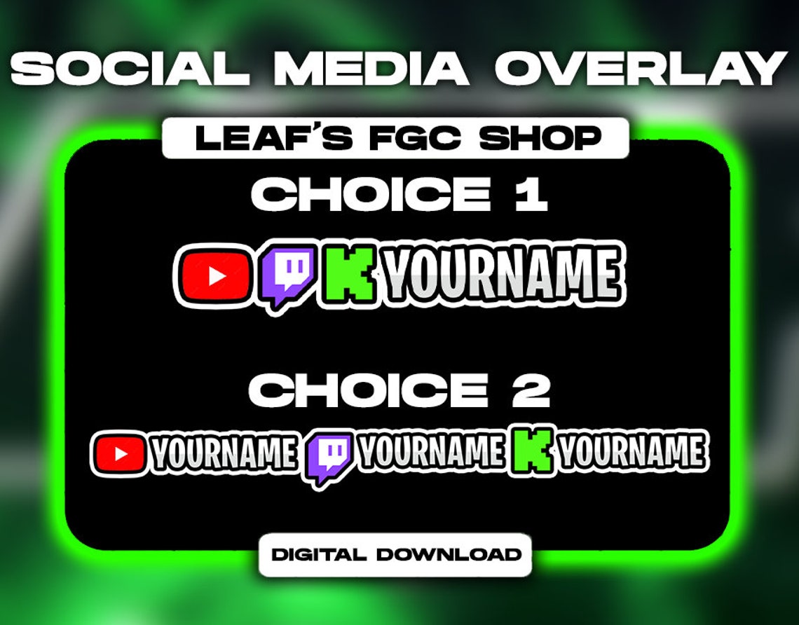 Custom Social Media Overlay for Twitter Twitch Tiktok Discord Instagram Youtube - Etsy