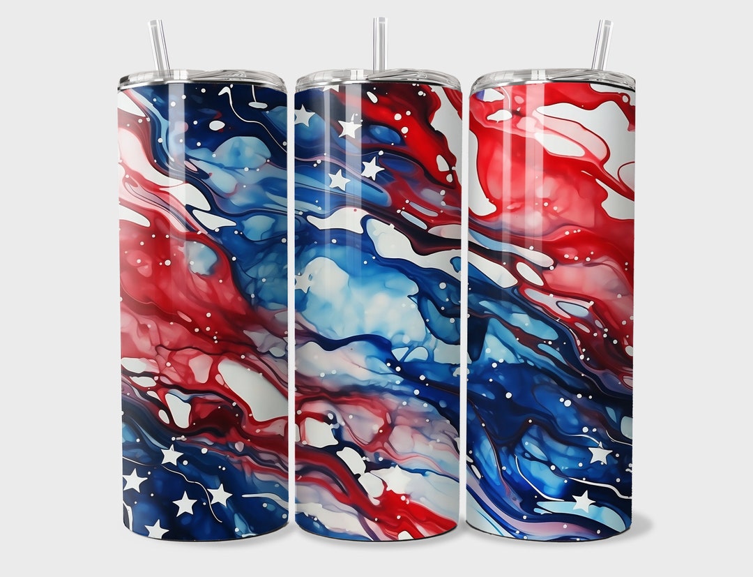 Alcohol Ink 4th of July Tumbler Wrap – Seamless American Flag (digital ...