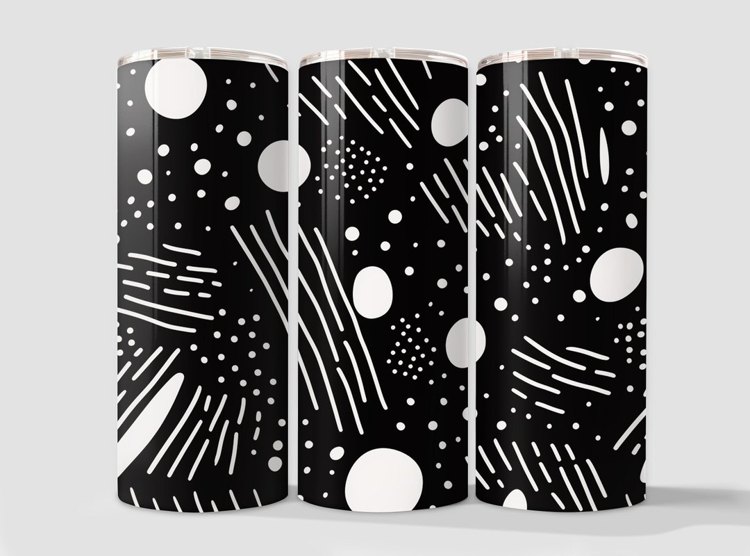 Black White Doodle Line and Circles - 20 Oz Skinny Tumbler Wrap ...