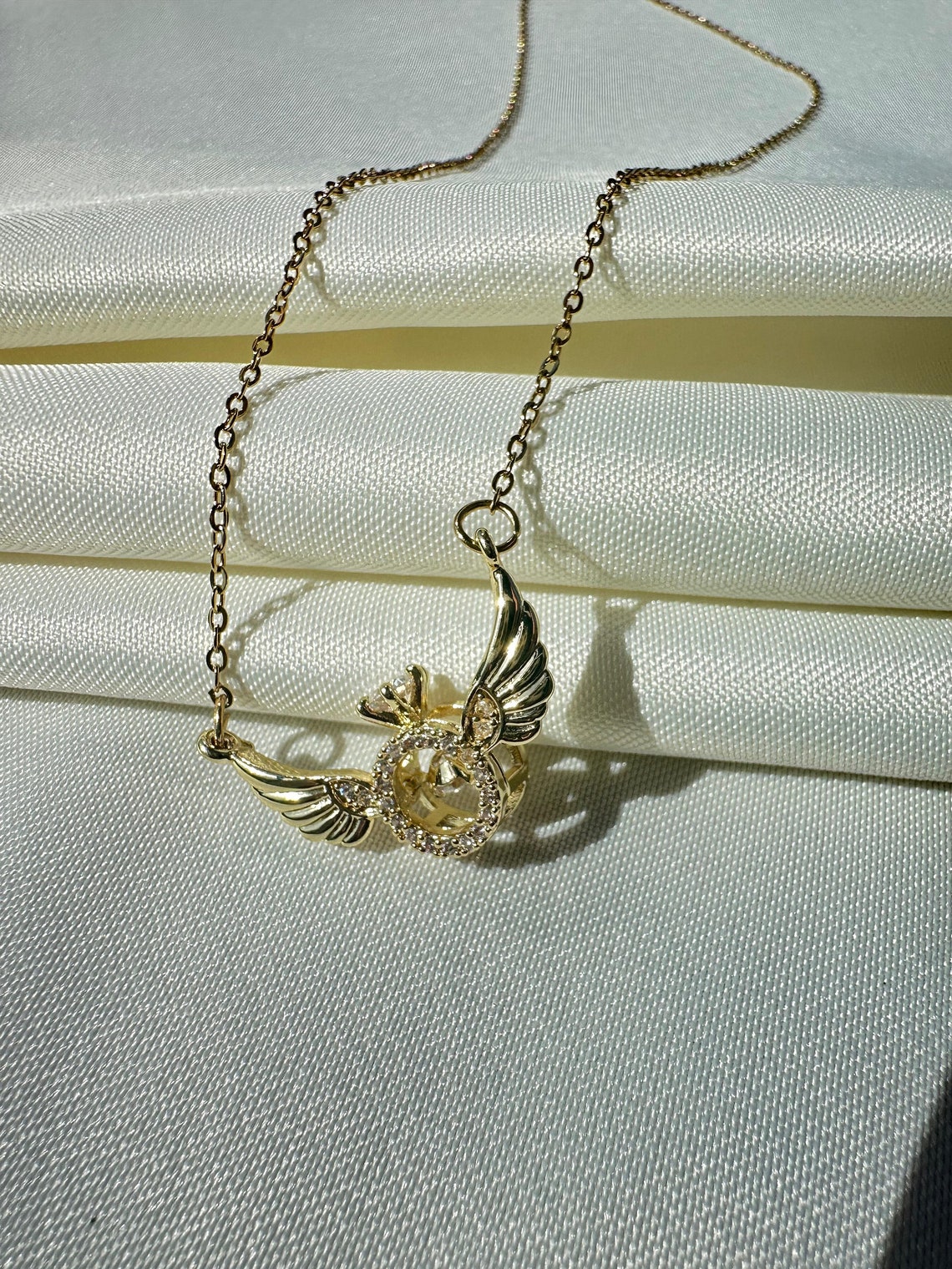 Angel Wings Necklace,solitaire Necklace,14k Gold Angel Necklace,angel ...