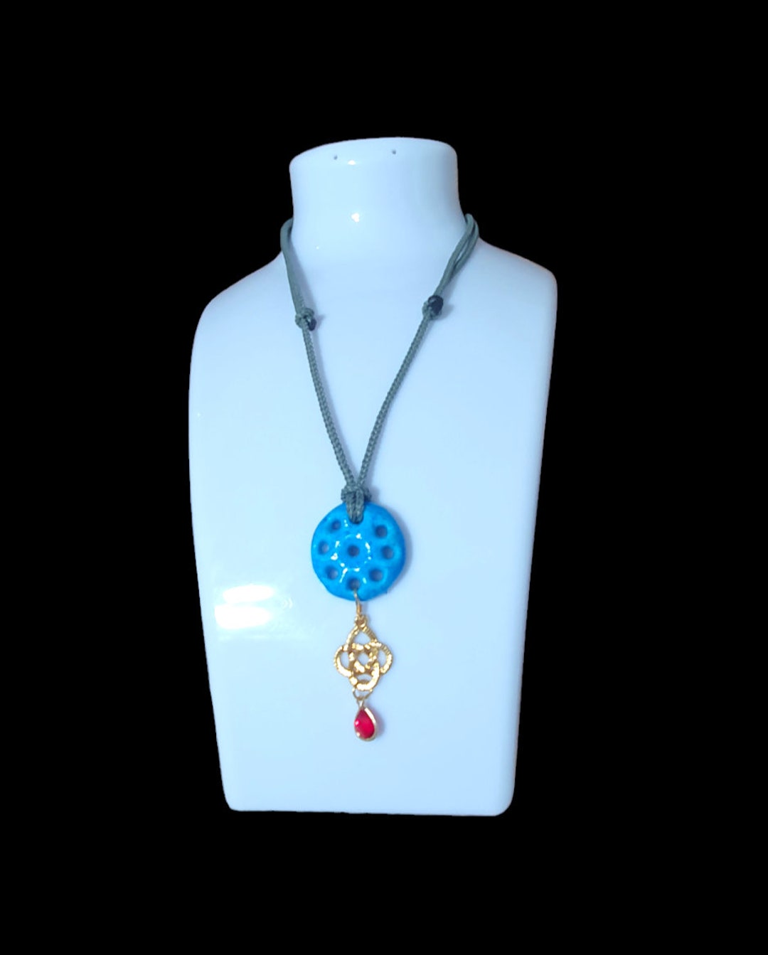 Blue Syriac Nine-eye Talisman Necklace: Adjustable Corded Luck Charm - Etsy