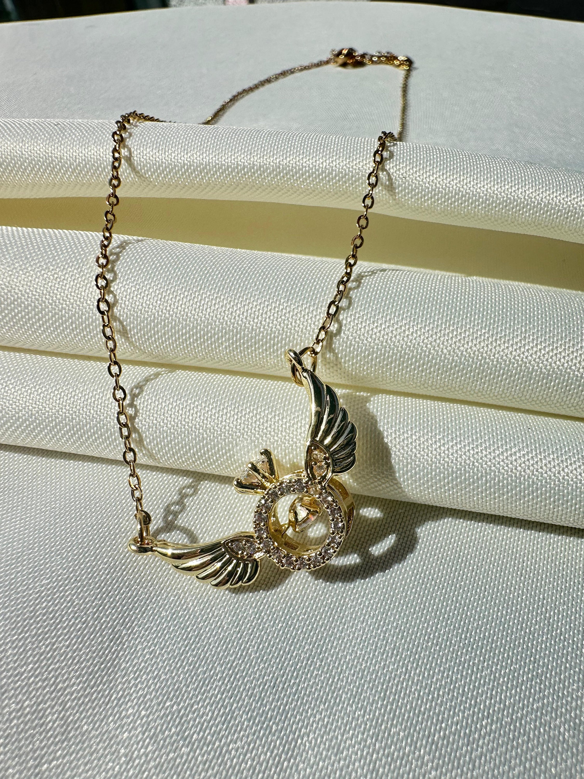 Angel Wings Necklace,solitaire Necklace,14k Gold Angel Necklace,angel ...