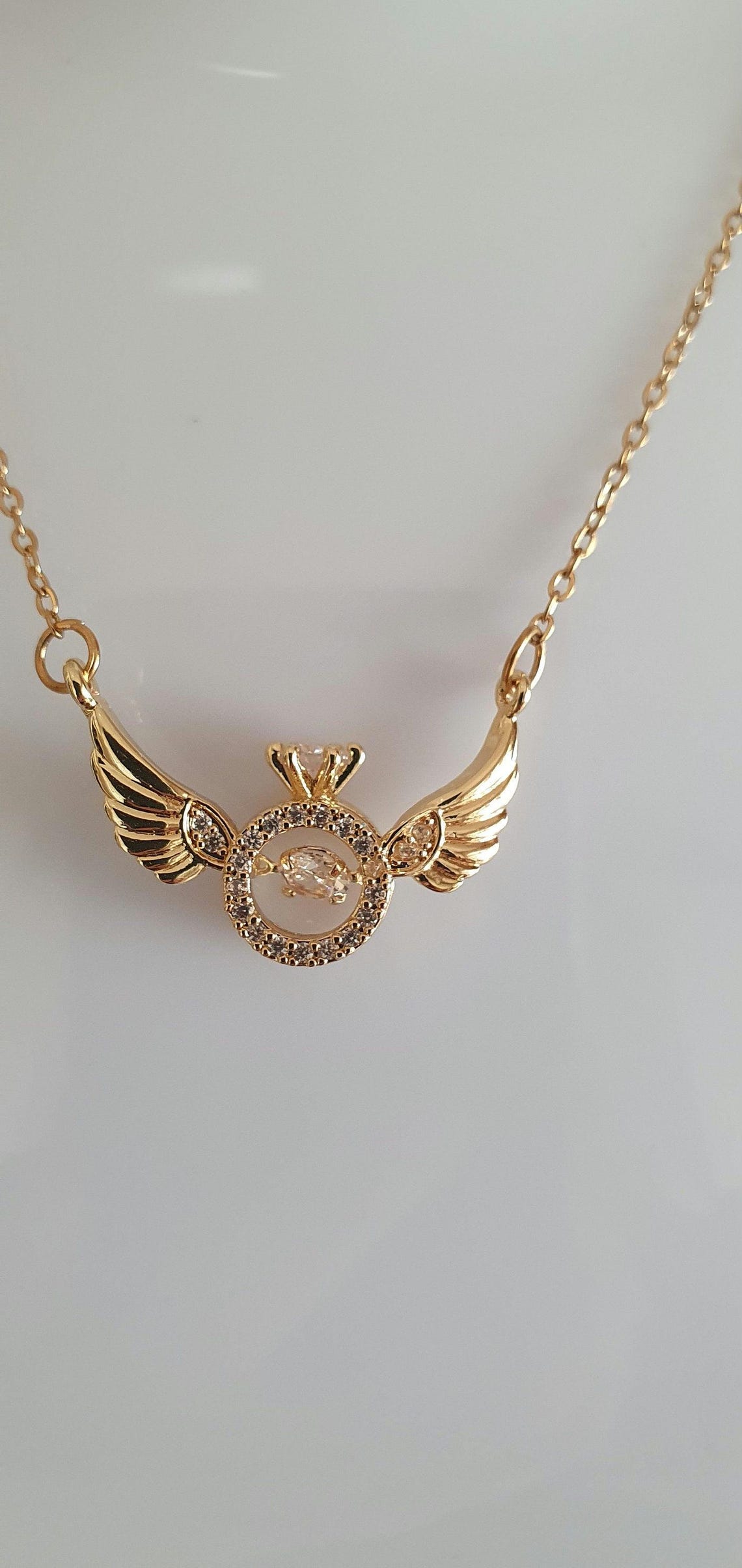 Angel Wings Necklace,solitaire Necklace,14k Gold Angel Necklace,angel ...