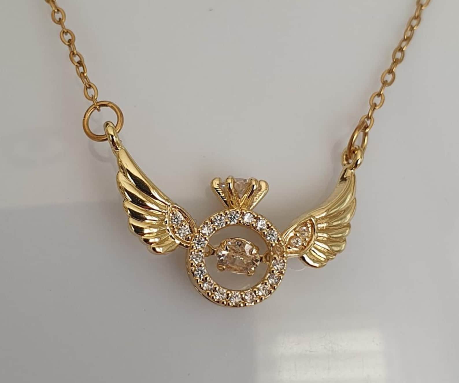 Angel Wings Necklace,solitaire Necklace,14k Gold Angel Necklace,angel ...