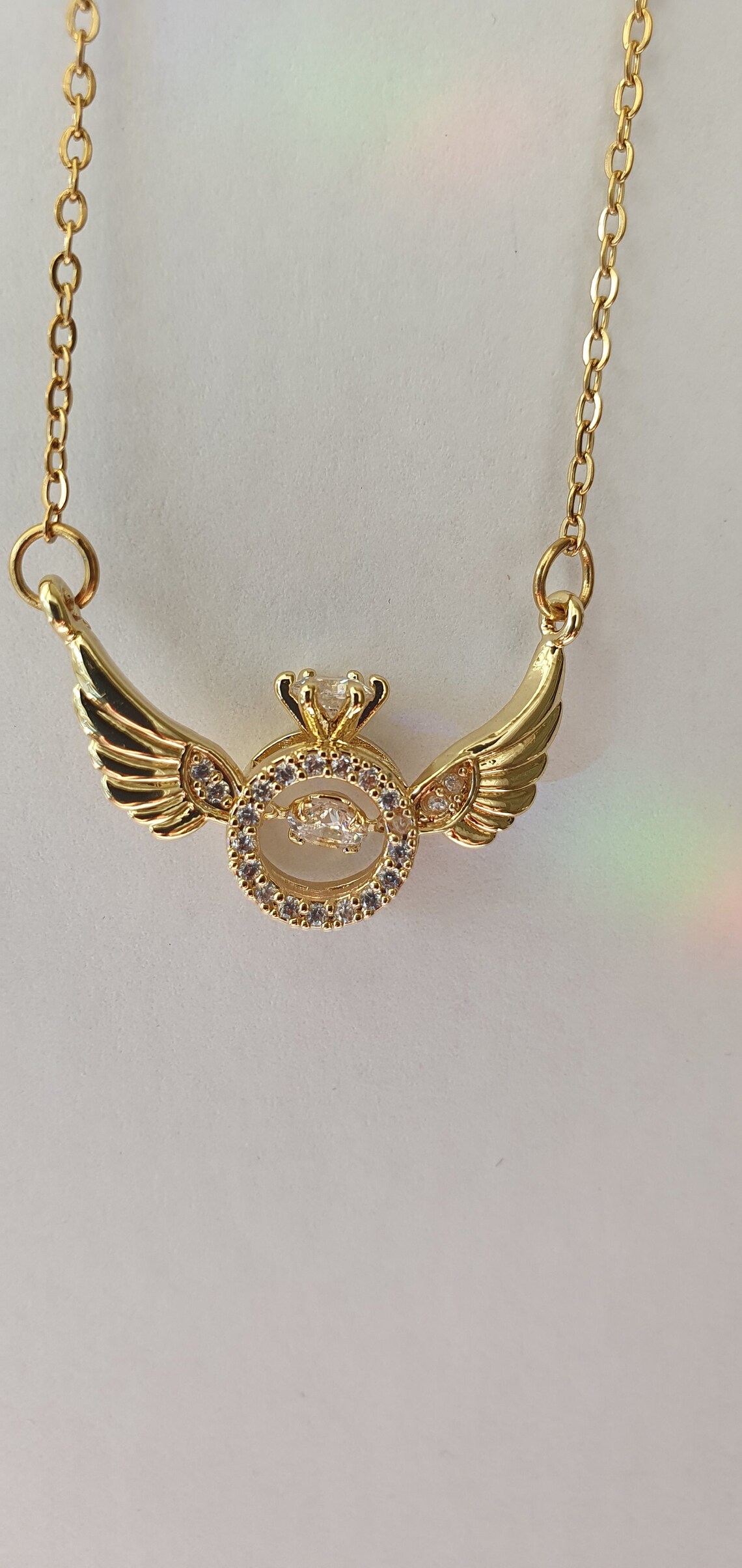 Angel Wings Necklace,solitaire Necklace,14k Gold Angel Necklace,angel ...