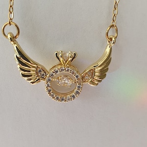 Angel Wings Necklace,solitaire Necklace,14k Gold Angel Necklace,angel ...