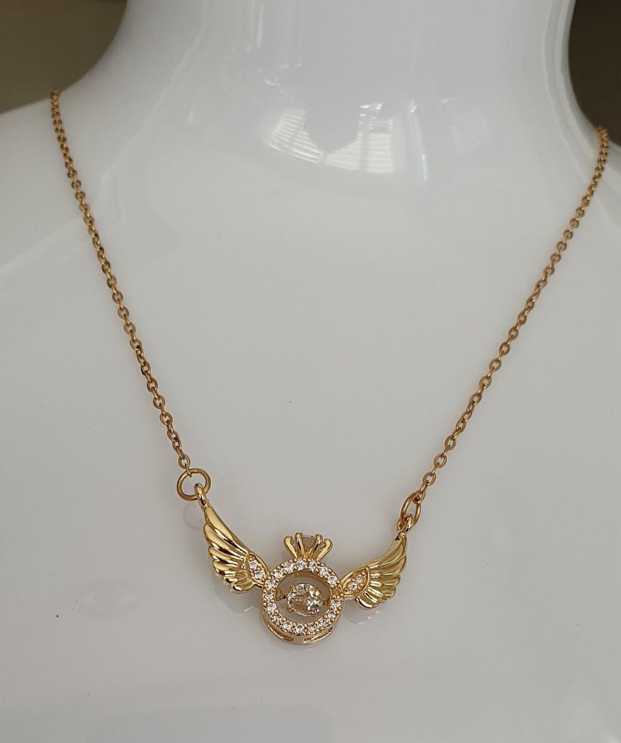 Angel Wings Necklace,solitaire Necklace,14k Gold Angel Necklace,angel ...