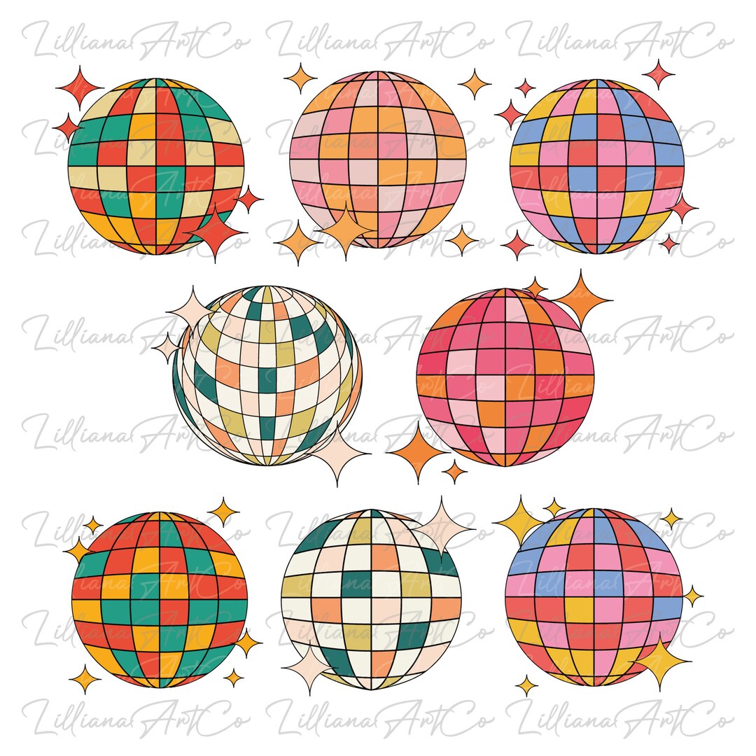 Disco Ball SVG-PNG Bundle Design I Retro Disco Ball PNG I Retro Design ...