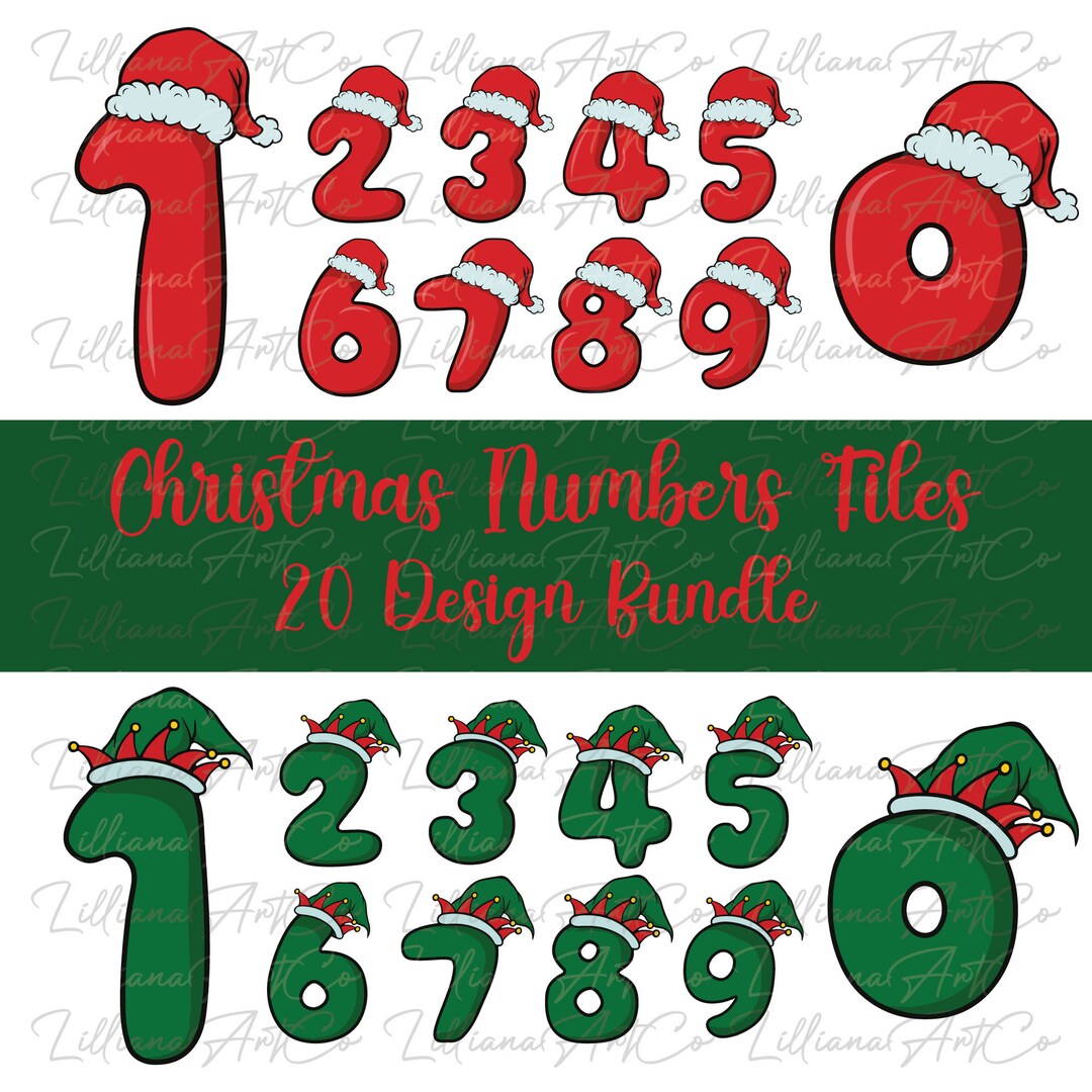 Christmas Numbers Bundle SVG I Happy Christmas PNG I Christmas Numbers ...