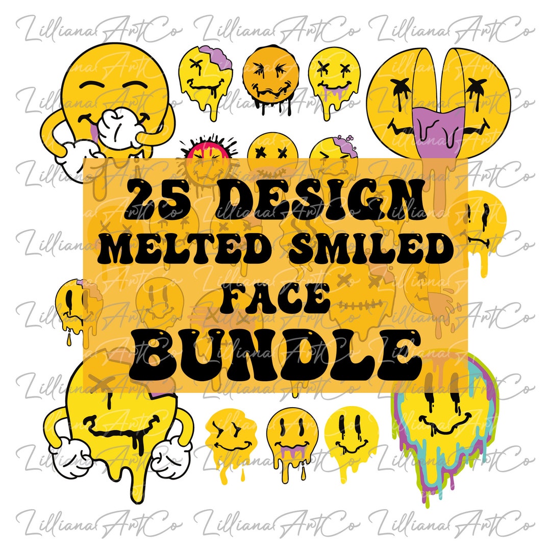 Emoji Face Bundle SVG PNG I Happy Face Svg I Happy Face Drip I Retro I ...