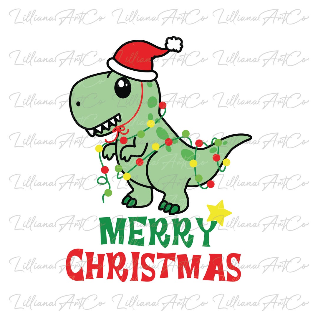 Christmas Dinosaur SVG I Merry Christmas SVG I Santa Dino SVG I Holiday ...