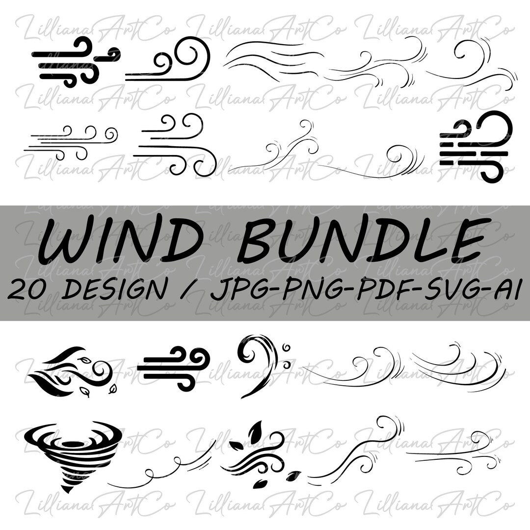 Wind Bundle SVG I 20 Design Wind Bundle SVG I Wind Storm Svg I Air Flow ...