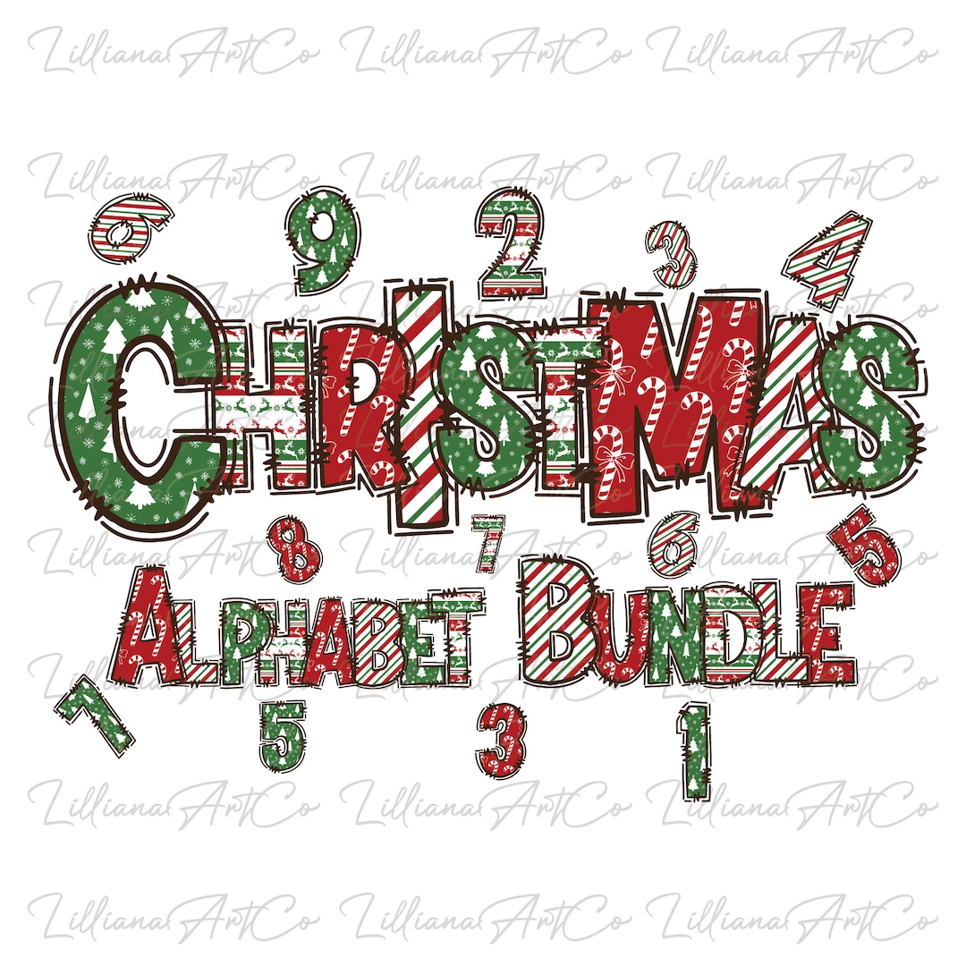 Christmas 4 Alphabet PNG Bundle I Christmas Letters Numbers Clipart I ...