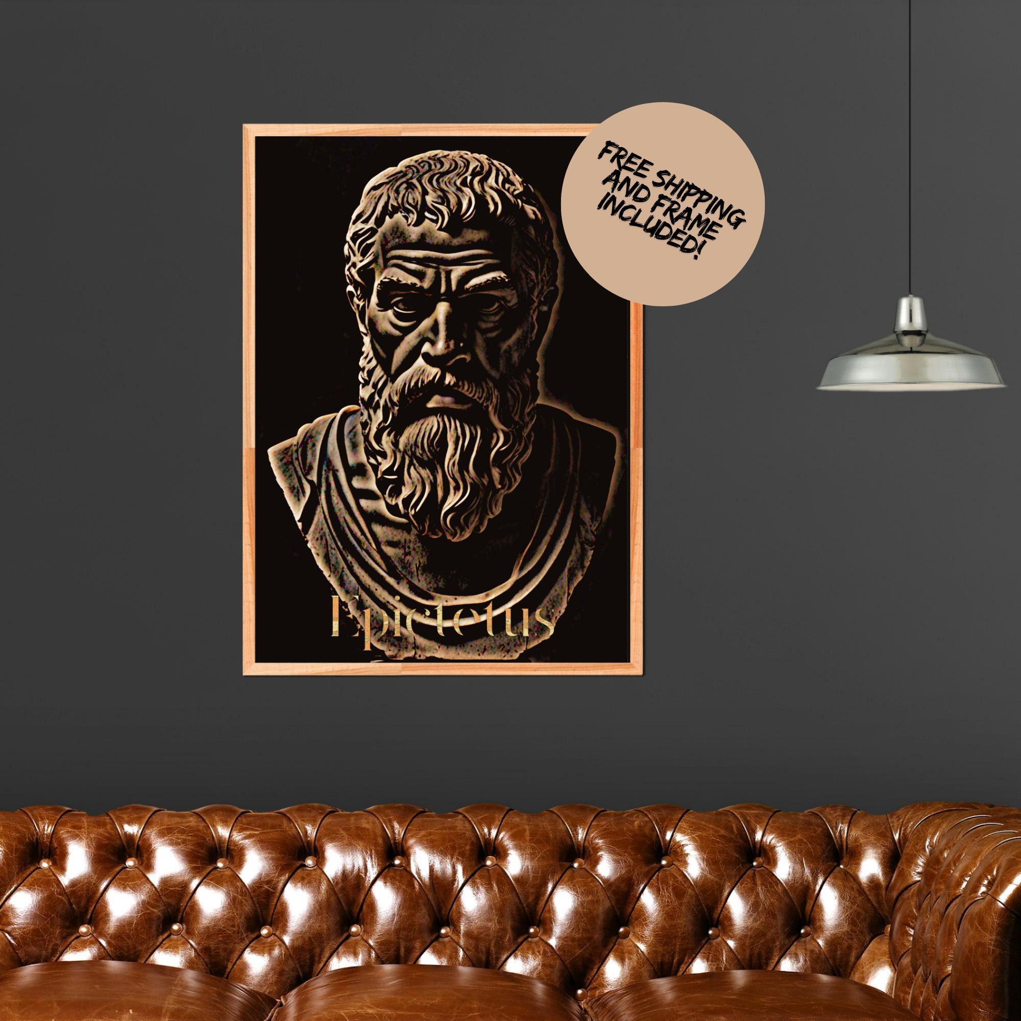 Epictetus Bust Stoicism Framed Poster, Stoic Metallic Wall Art ...