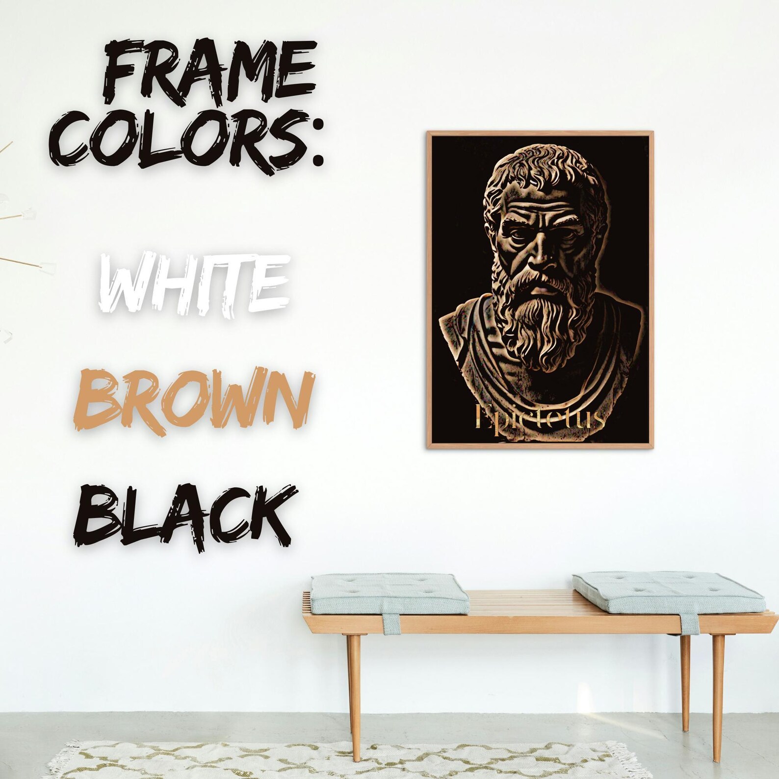 Epictetus Bust Stoicism Framed Poster, Stoic Metallic Wall Art ...